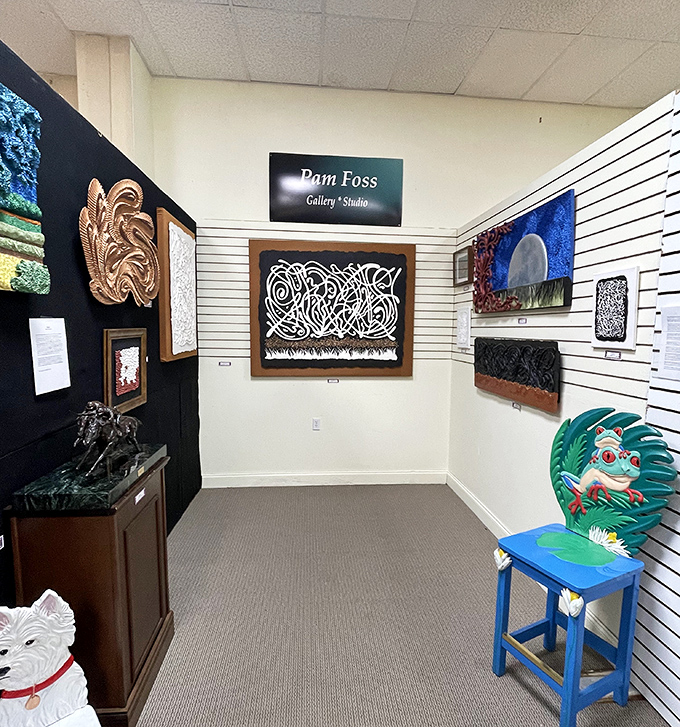 The Pam Foss Gallery offers a contemporary counterpoint to antiques, proving that artistic expression knows no boundaries of time.