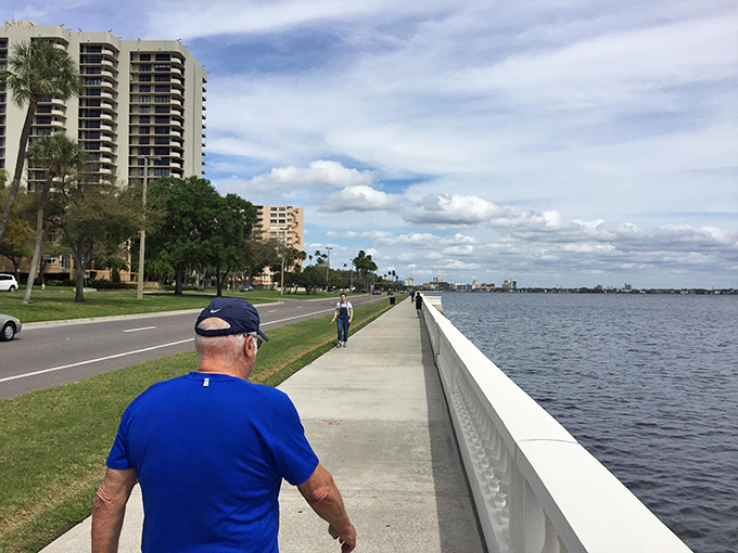 Walkers of all ages enjoy the democratic nature of Bayshore &ndash; no admission required for Tampa's most picturesque 4.5-mile stretch.