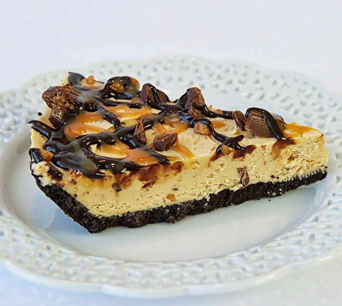 REESE'S Peanut Butter Pie: Childhood nostalgia meets grown-up indulgence. The peanut butter-chocolate ratio here deserves a Nobel Prize in deliciousness.