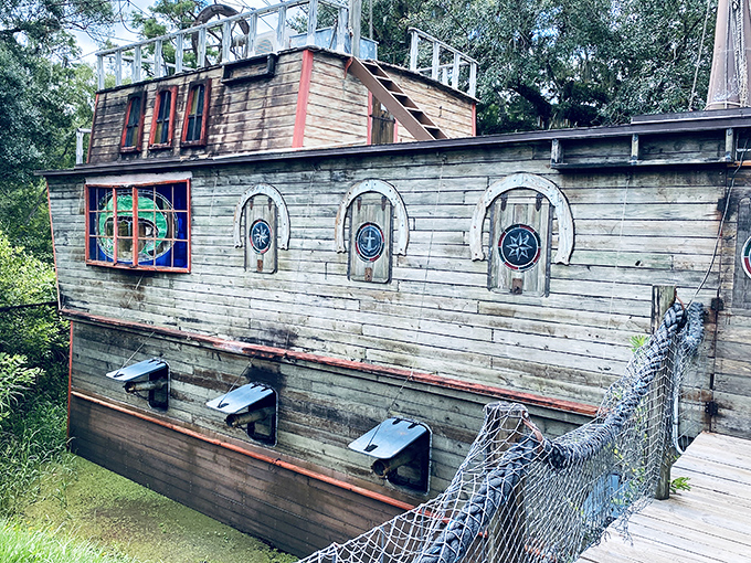 The Boat in the Moat restaurant &ndash; because nothing works up an appetite like pretending you're a pirate who's docked at a castle.