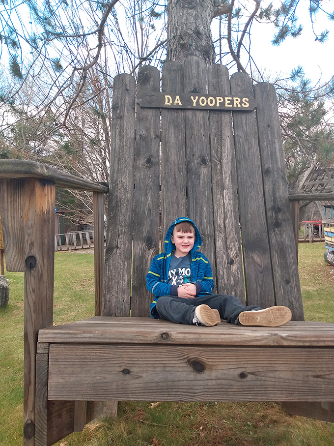The oversized wooden throne offers visitors a chance to be "King of Da Yoopers" for a moment, creating photo opportunities that will confuse and delight friends back home.