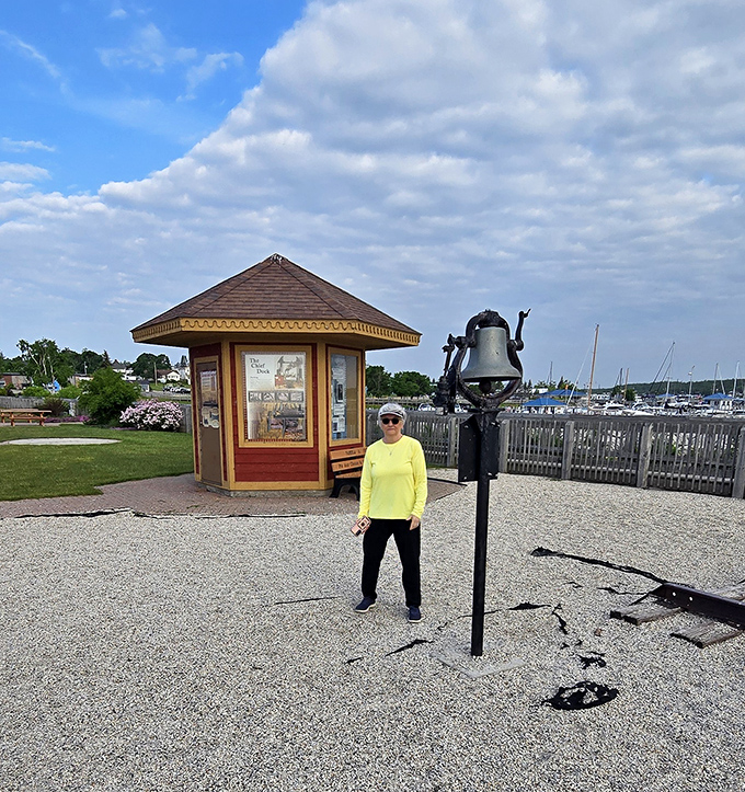 The historic bell stands as a testament to Michigan's railroad past, when steam engines were the Tesla's of their day.