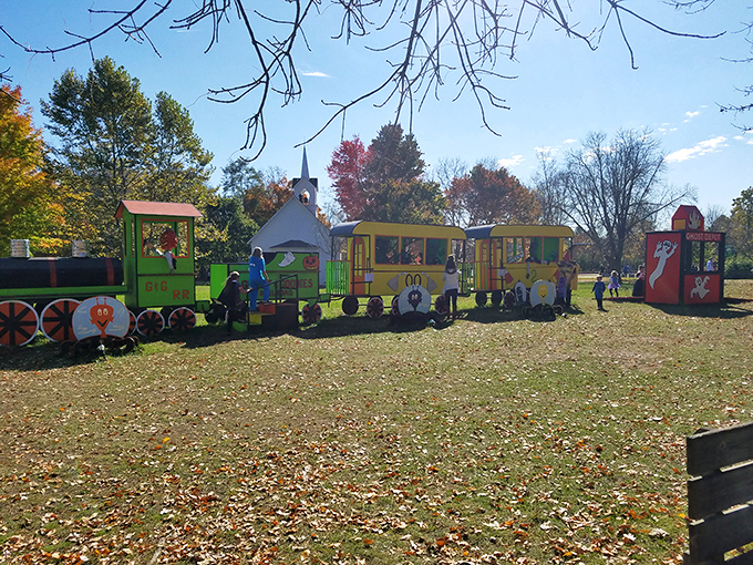 This whimsical playground train delights the youngest visitors, proving that train love starts early and lasts a lifetime.