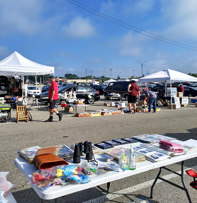 Weekend treasure hunters browse outdoor displays, where haggling is an art form and unexpected finds await under open skies.