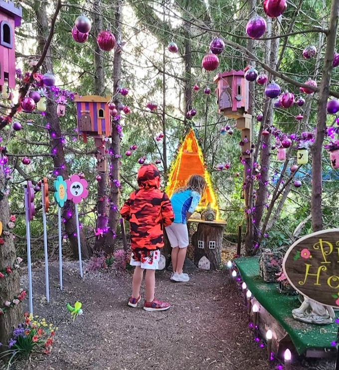 Visitors: Young explorers discover that the best adventures don't require batteries or Wi-Fi, just imagination and a willingness to crouch.