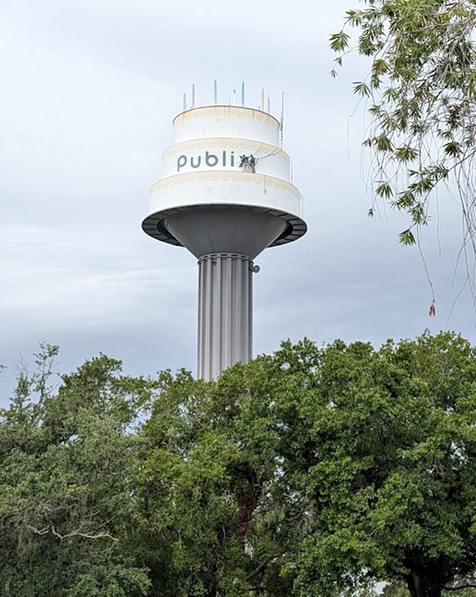 Even on overcast days, this towering confection brightens the landscape, its white tiers standing defiant against moody Florida skies.
