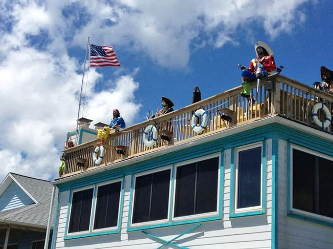 Old Glory flies above this band of pirates, who seem to have pledged allegiance to both adventure and Americana.