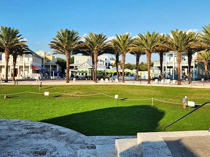 Seaside's central lawn isn't just green space &ndash; it's the community's outdoor living room where memories are made daily.