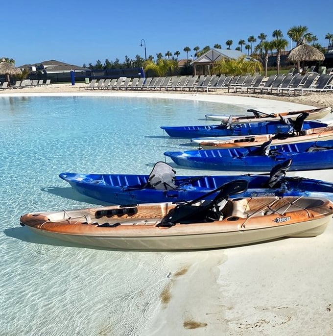 Paddleboarding across glass-like waters offers the perfect blend of exercise and showing off for onlookers.
