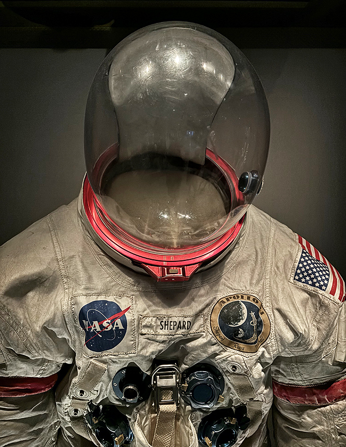 Shepard's spacesuit stands in silent testimony to human ingenuity – somehow both ridiculously bulky and impossibly fragile for its otherworldly purpose.