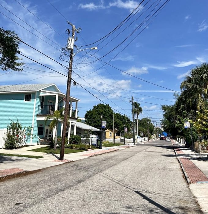 Quiet streets lined with artistic homes &ndash; where even the telephone poles seem to stand a little more creatively.