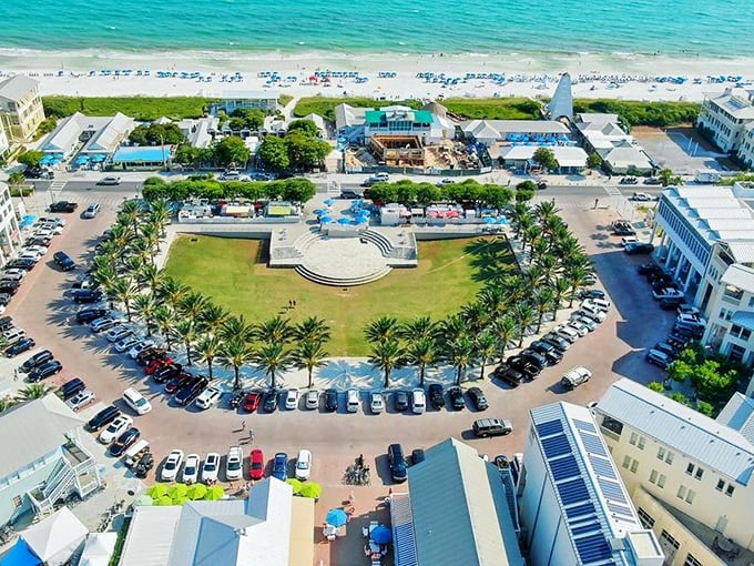 Look at this view! You have the beach, the square, and beautiful architecture all waiting for you right here in Seaside.