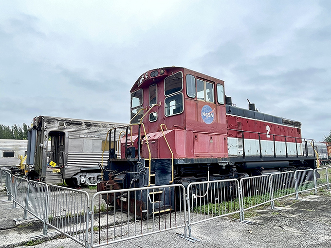 History stands preserved at the Gold Coast Railroad Museum, where this vintage NASA locomotive once supported America's space program.
