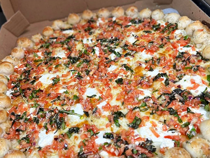 All the bright, fresh flavors of the classic appetizer, now starring on a pizza near you &ndash; that balsamic drizzle is basically edible jewelry.