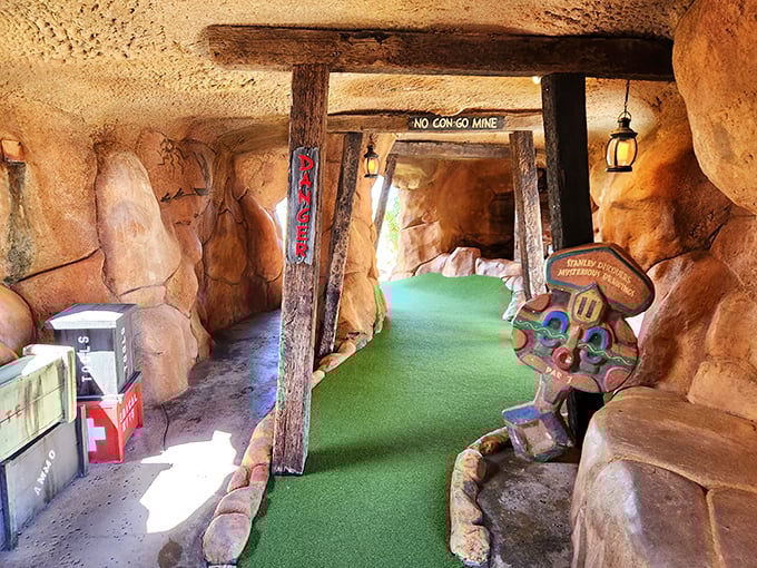 Journey into the "Congo Mine" where stalactites hang overhead and putting takes on new challenges in the cool, cavernous darkness.