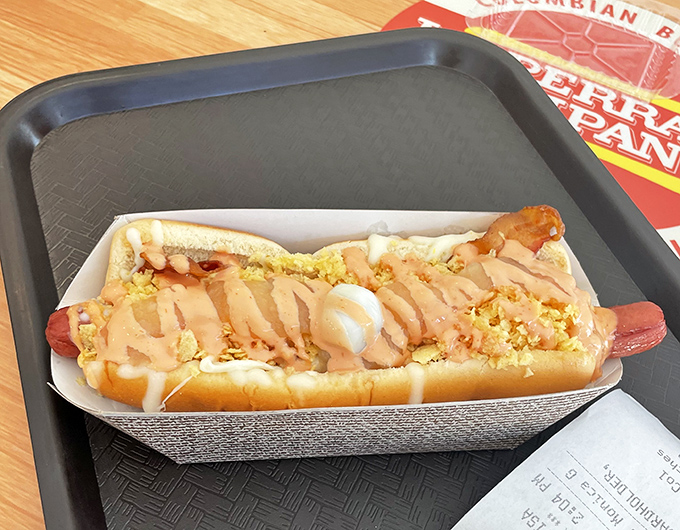 Behold the Colombian interpretation of America's favorite handheld meal&mdash;where "too many toppings" is clearly not in their vocabulary.