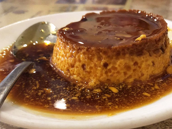 Flan that jiggles just right, swimming in caramel sauce that's the perfect balance of bitter and sweet. Dessert doesn't get more Cuban than this.