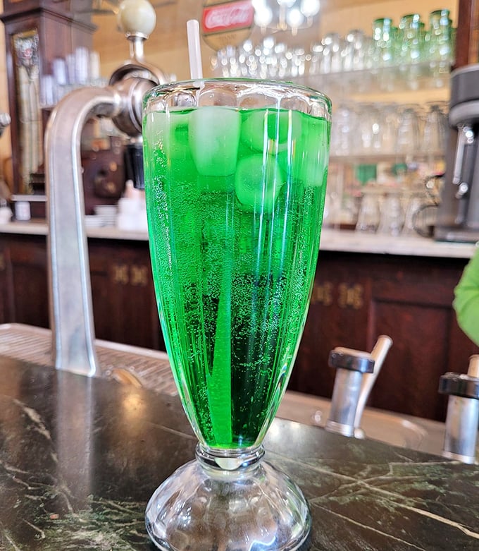 Green River Soda: Electric green happiness in a glass &ndash; this vintage soda looks like it could power a small city but tastes like summer distilled.