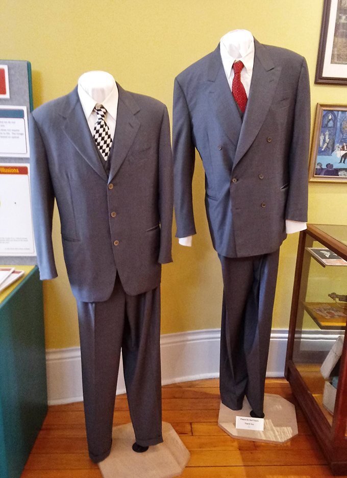 These unassuming gray suits once belonged to Penn & Teller, modern magic's iconoclastic duo who built careers revealing tricks while still creating wonder.
