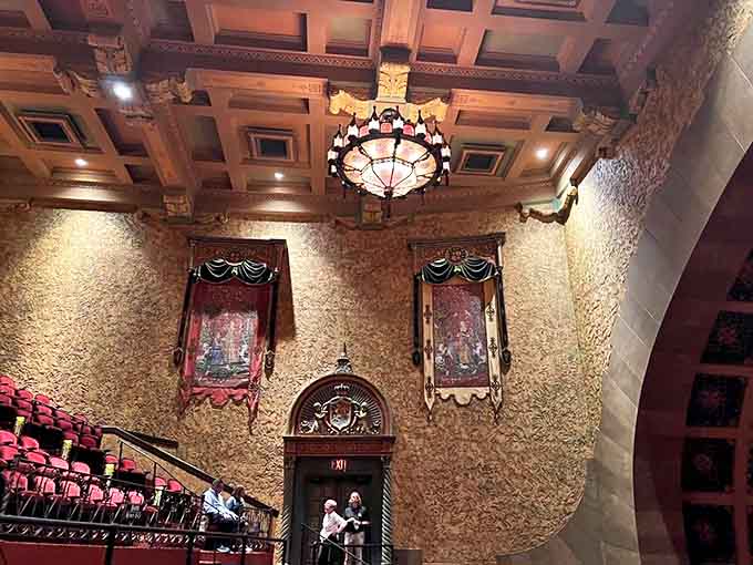 Intricate details adorn every corner, from coffered ceilings to decorative moldings, showcasing craftsmanship that modern venues can only dream of replicating.