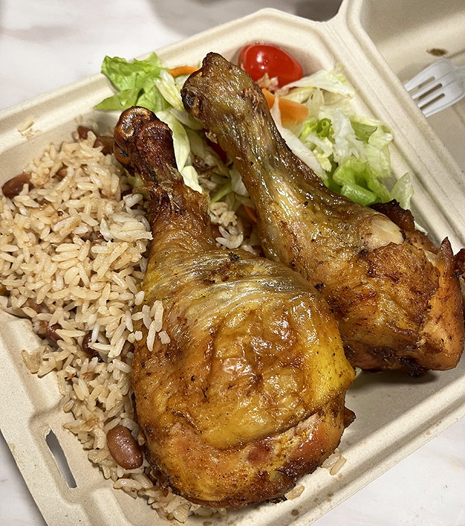 Styrofoam can barely contain the aromatic treasure within &ndash; chicken that's been kissed by fire and embraced by spices.