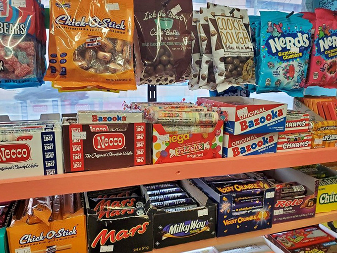 Boxes of Necco Wafers and Bazooka gum stand at attention, ready to recruit another generation into their fan club.