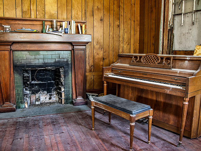 Keys that once danced with Chopin and ragtime now rest in dusty silence, waiting for fingers that will never return.