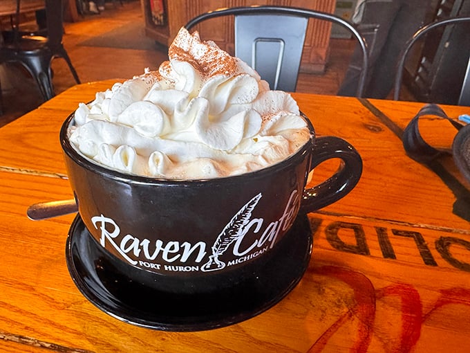 This raspberry mocha isn't just a drink &ndash; it's a cloud-topped tower of caffeinated bliss that makes Monday mornings slightly less terrifying.