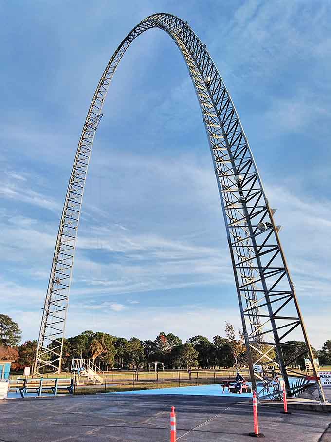 This towering arch of steel promises the closest thing to human flight without actually needing a pilot's license.