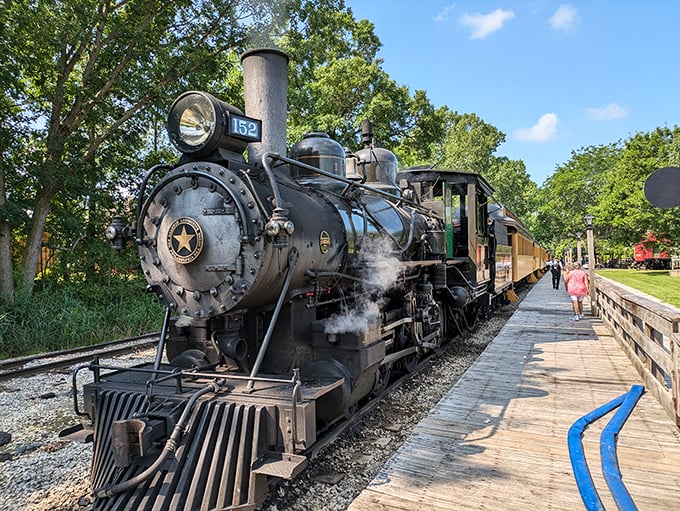 Engine No. 152 huffs and puffs along the tracks, its steam billowing skyward like the dreams of every child who ever said "choo-choo."