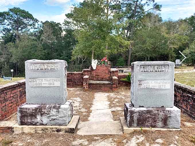 The Thatcher family headstones stand sentinel beside the infamous chair, their proximity to the legend adding layers of history to an already rich supernatural tale that keeps growing.