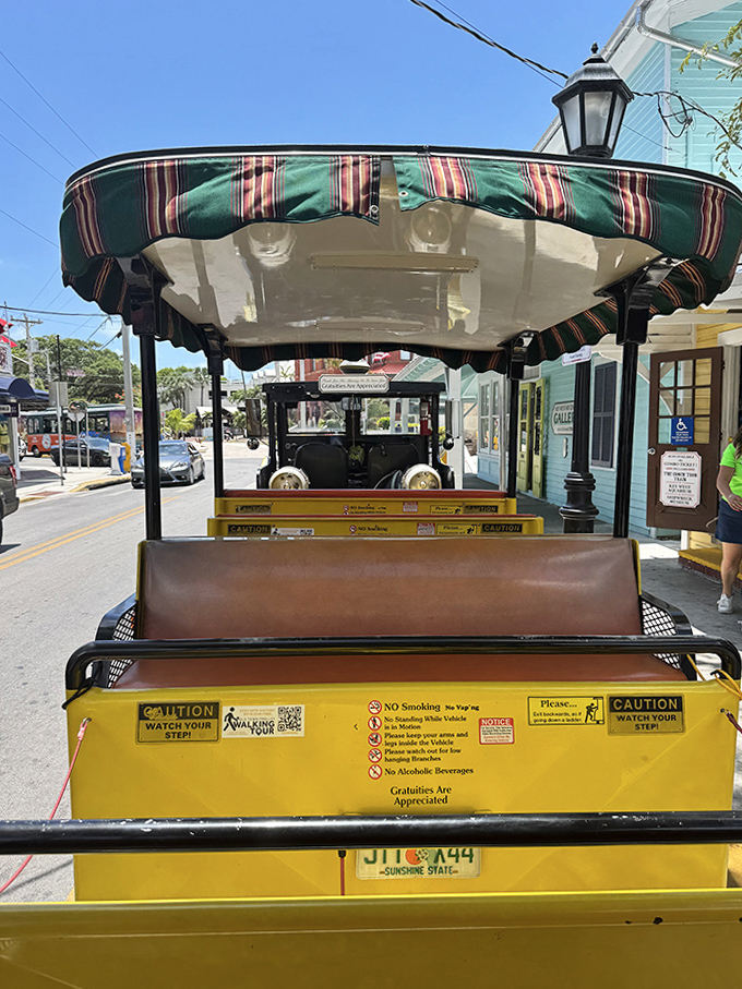 Comfortable seating with a view – the train's open-air design ensures you won't miss a single Key West moment.