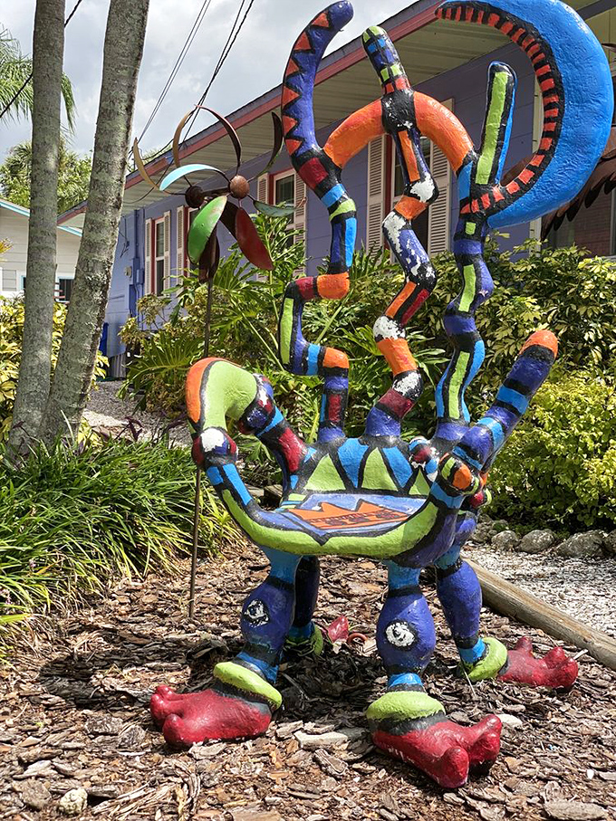 This whimsical sculpture brings music to life with colors that would make even the most serious musician crack a smile.