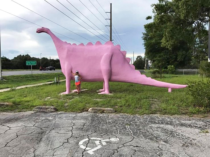 Visitors find themselves dwarfed by this rosy giant, providing perfect perspective for memorable vacation photos.