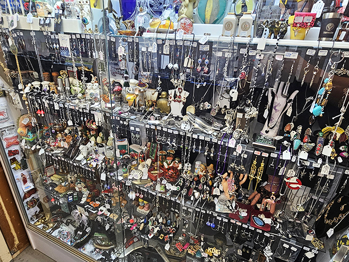 Behind glass, countless trinkets and treasures wait patiently for the right person to continue their story.