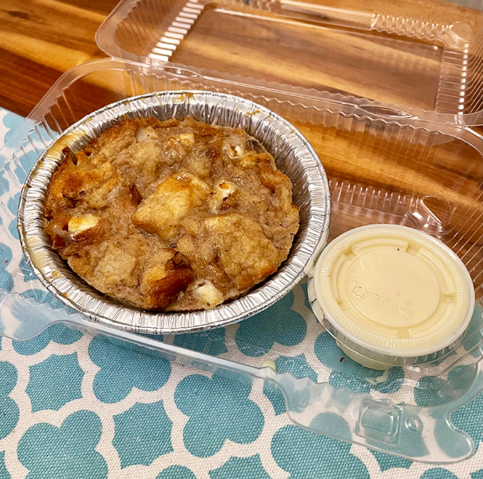 Bread pudding that would make grandmothers jealous, with a sauce so good you'll be tempted to drink it straight.