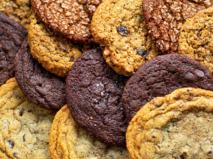 Cookies that demand respect and a tall glass of milk – each one thick enough to qualify as a small cake in lesser bakeries.