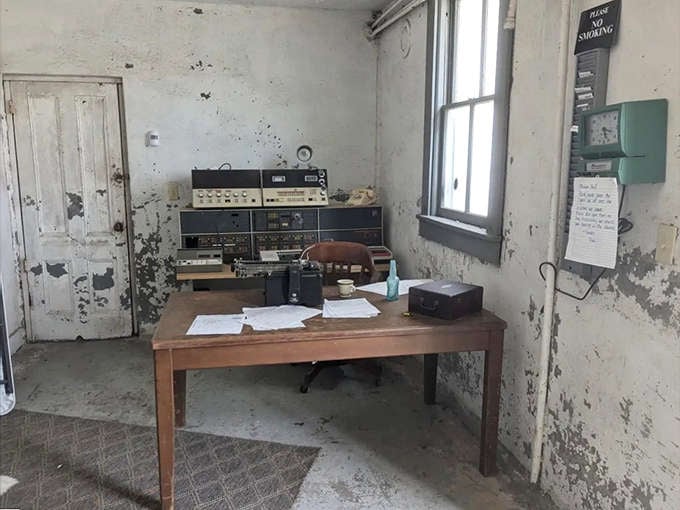 The jailer's office: where paperwork met punishment and someone actually had to organize all those booking reports by hand.