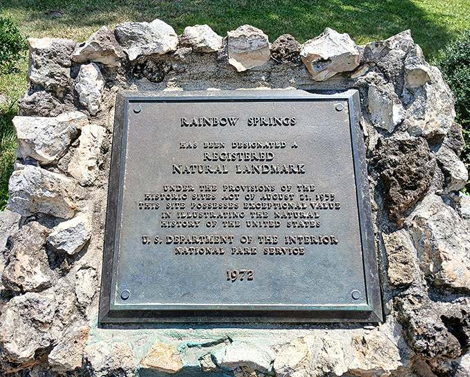 Landmark plaque: This unassuming stone marker tells the official story, but the real history is written in the ancient springs that have flowed for millennia.
