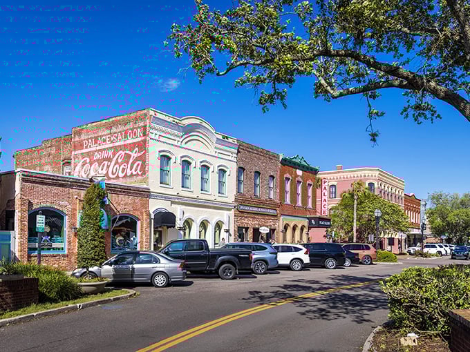 Historic downtown Fernandina Beach showcases perfectly preserved 19th-century buildings, now home to unique shops and restaurants on Amelia Island.