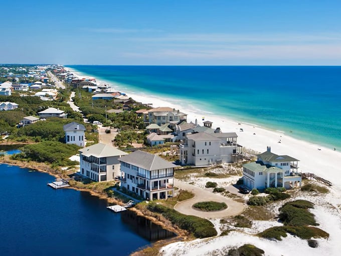 The town's European-inspired design creates intimate spaces and surprising vistas around every corner.