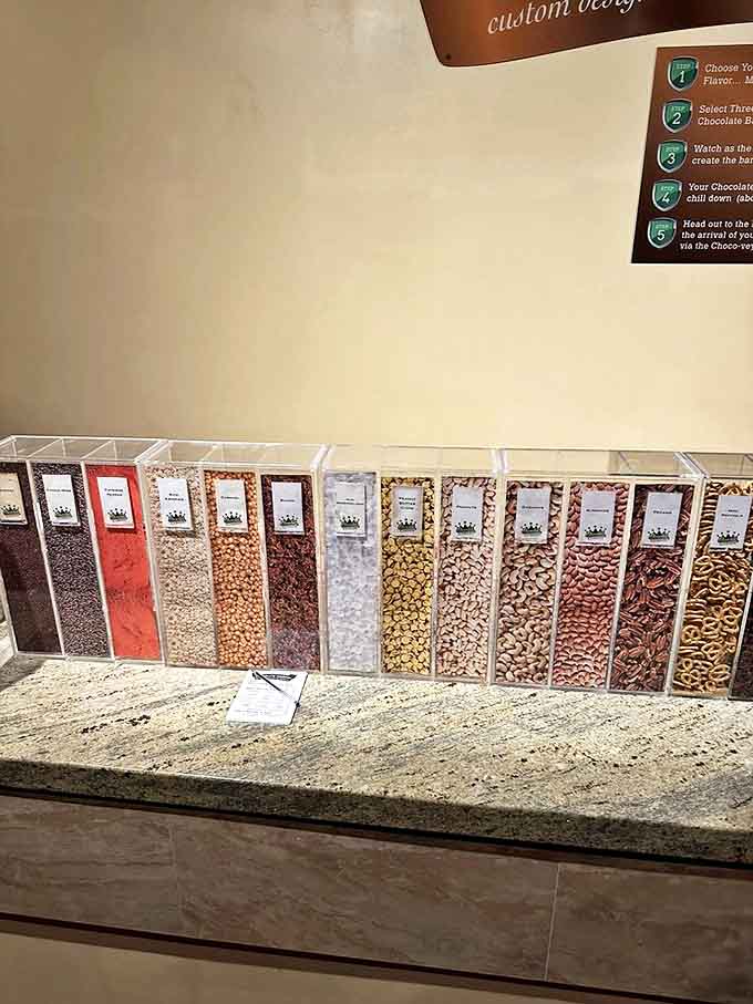 The selection area offers a tempting array of chocolate varieties, proving that diversity is the spice of life – and dessert.