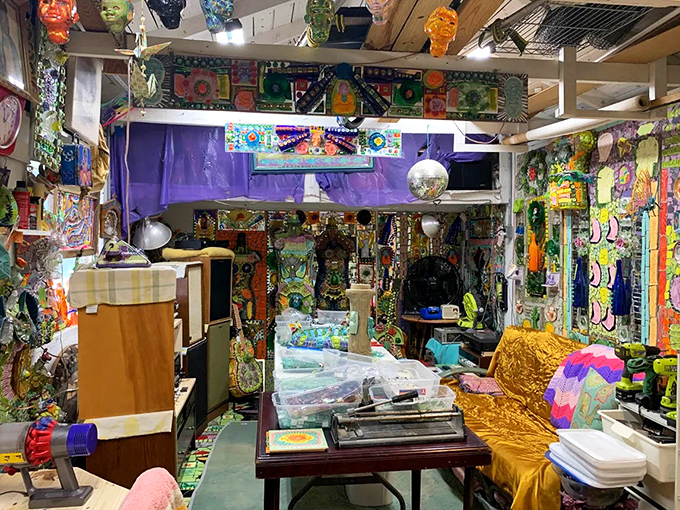 Art studio chaos at its finest &ndash; where broken bits and creative vision collide to form the next masterpiece.