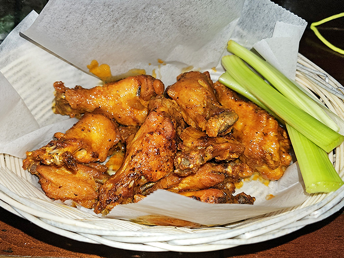 Who knew the British could nail this American classic? Crispy, saucy, and served with cooling celery stalks.