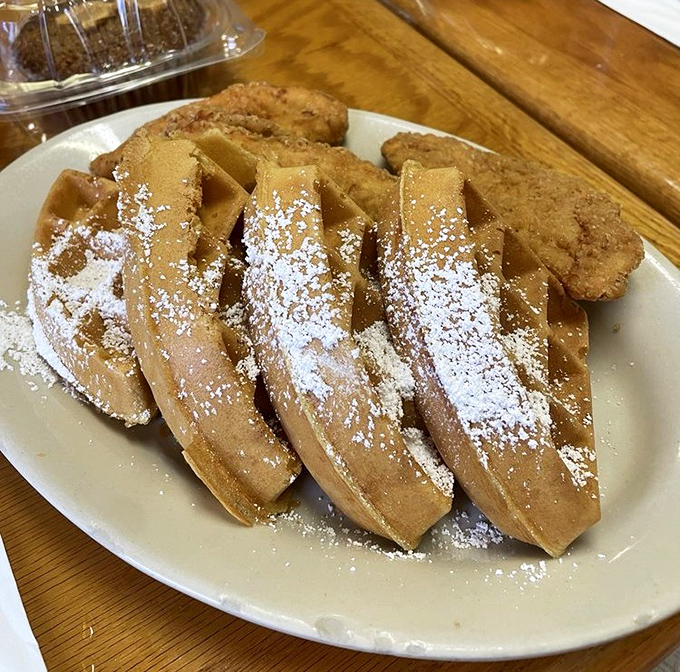 Golden waffles with the perfect crisp-tender balance meet fried chicken in a sweet-savory marriage made in breakfast heaven.