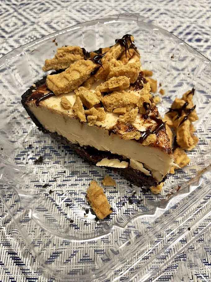 Chocolate and peanut butter &ndash; nature's perfect couple &ndash; enjoying their honeymoon atop a graham cracker crust with chocolate drizzle confetti.