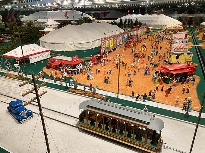 The greatest show on earth, shrunk to fit. More detail in this miniature masterpiece than in most people's life stories.