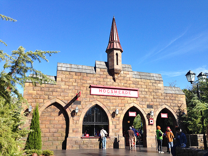 Hogsmeade Station's stone archways welcome muggles to the snow-capped village beyond, no matter how sweltering Orlando's weather might be.