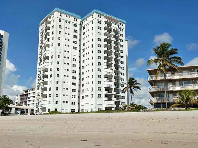 Leisure Towers stands sentinel over the shoreline, its residents enjoying front-row seats to nature's daily masterpiece of sunrise and sunset.