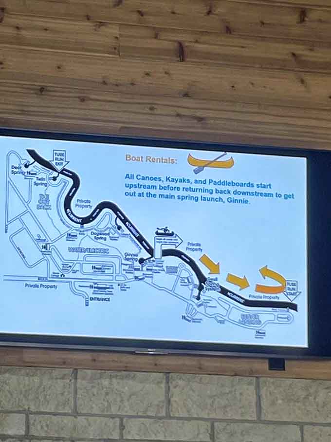 Navigation made simple: this map ensures you'll find all seven springs without accidentally paddling to Georgia.